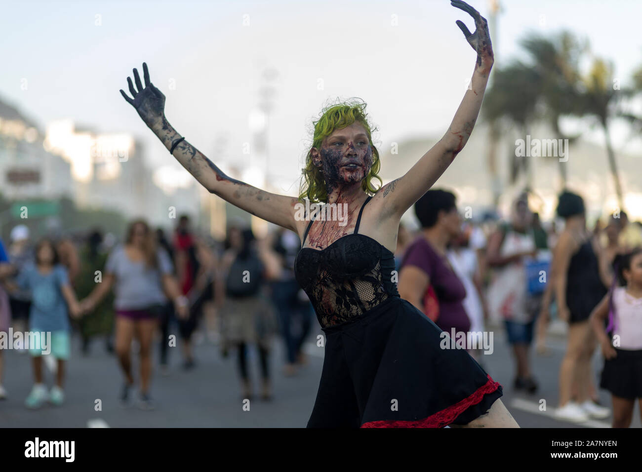 Halloween parade in Rio de Janeiro on Copacabana boulevard Stock Photo ...