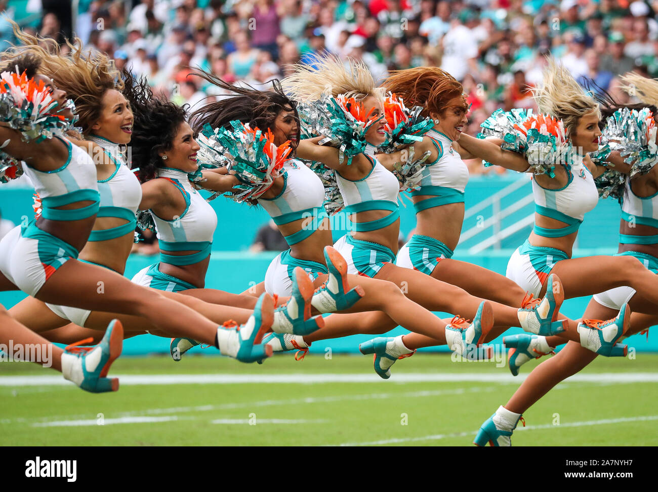 Miami Gardens, Florida, USA. 3rd Nov, 2019. Miami Dolphins cheerleaders ...