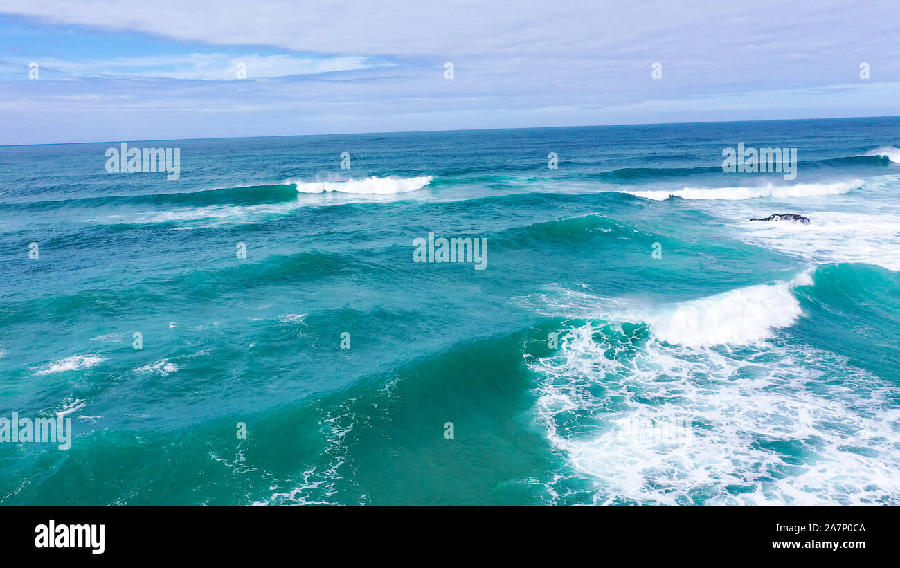 Amazing blue water of the Atlantic ocean at the Portuguese coast line ...