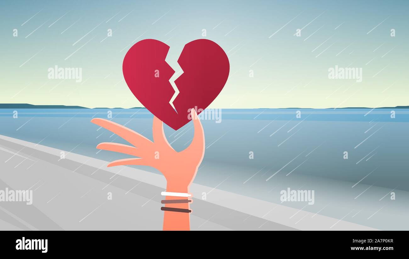 Woman Hand Holding Broken Heart Depression Life Crisis Break Up Divorce