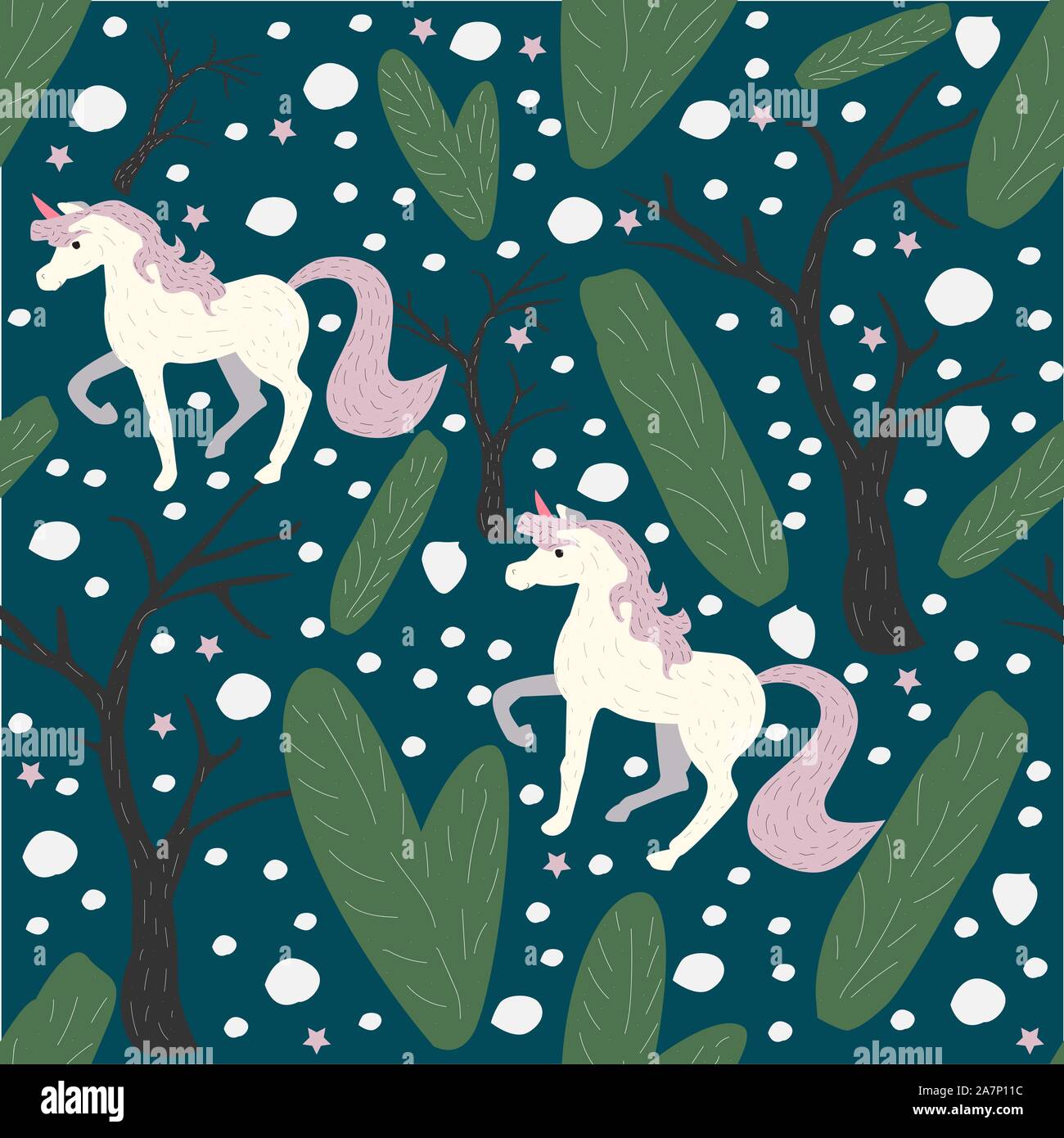 Unicorn forest Stock Vector Images - Alamy