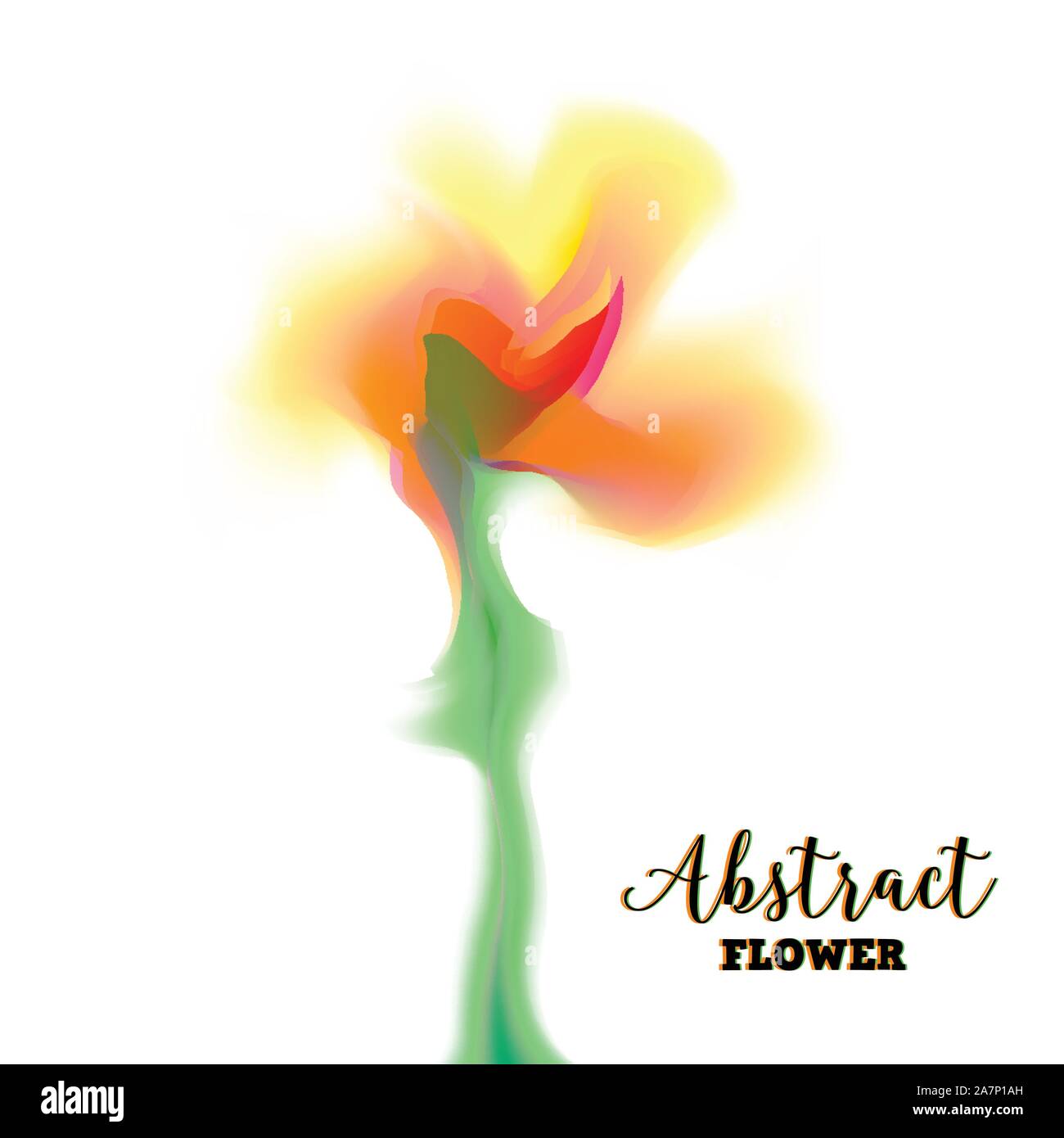 Abstract glitch flower with distorted petal gradient and soft shape ...