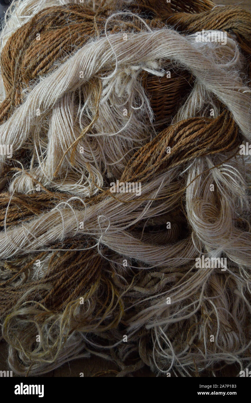 Close cropped image of strands of different coloured material Stock ...