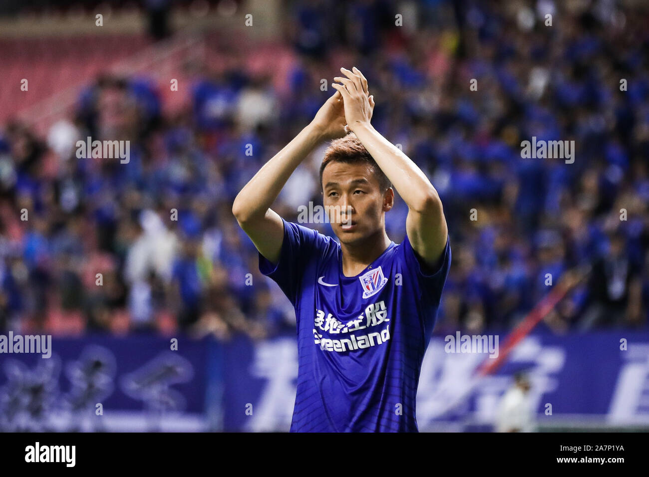South Korean football player Kim Shin-wook of Shanghai Greenland ...