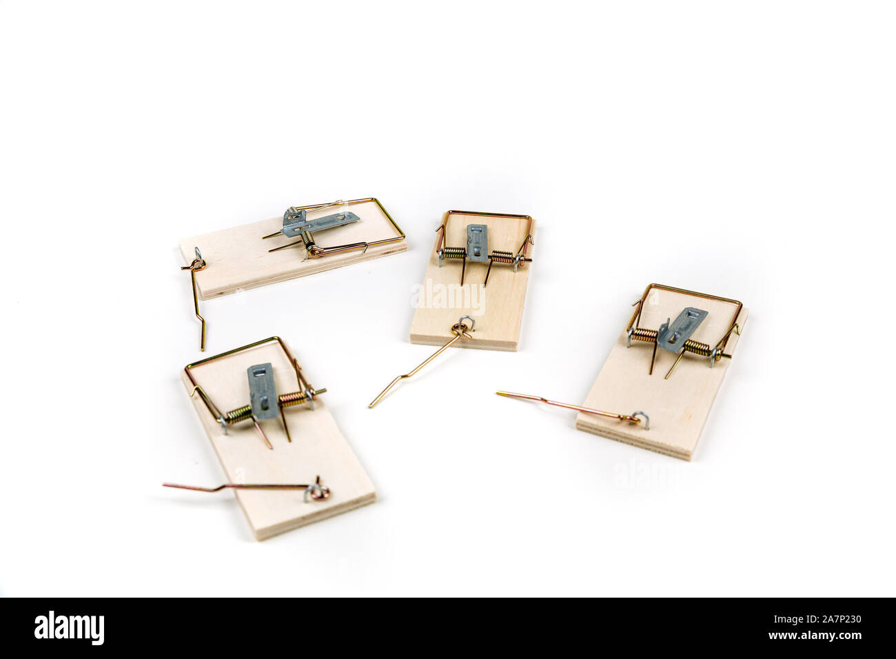 Cheap wood and metal snap mouse traps for catching pests Stock Photo ...