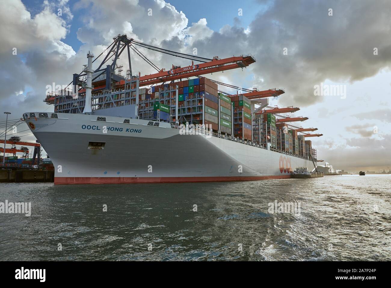 Huge Container Ship in Rotterdam Stock Photo - Alamy
