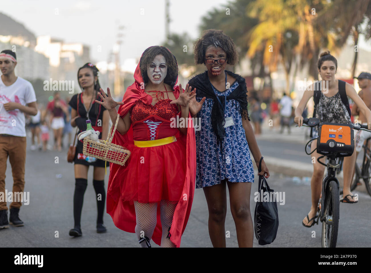 Halloween parade in Rio de Janeiro on Copacabana boulevard Stock Photo ...