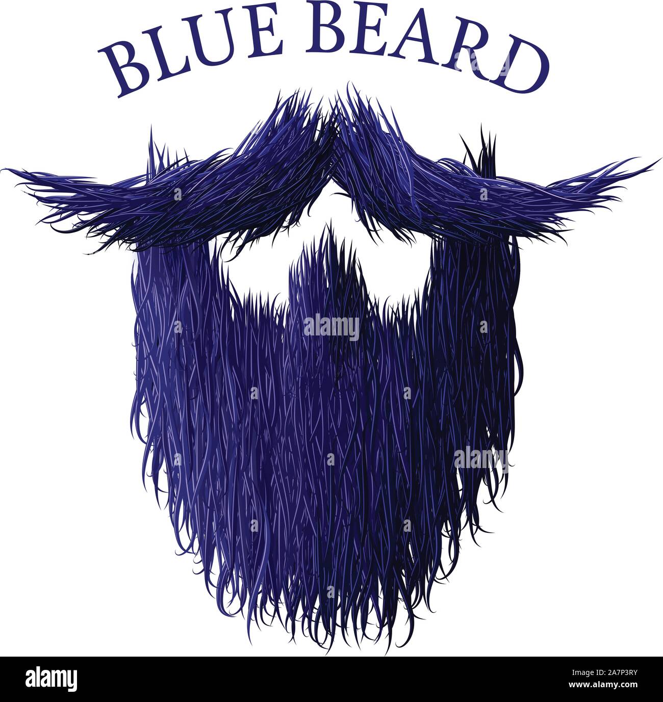 Blue beard classic jealous icon with detailed hair drawing Stock Vector ...