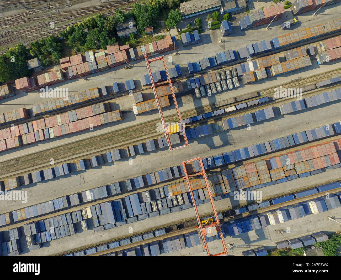 In this undated photo, containers are stacked at a classification yard ...