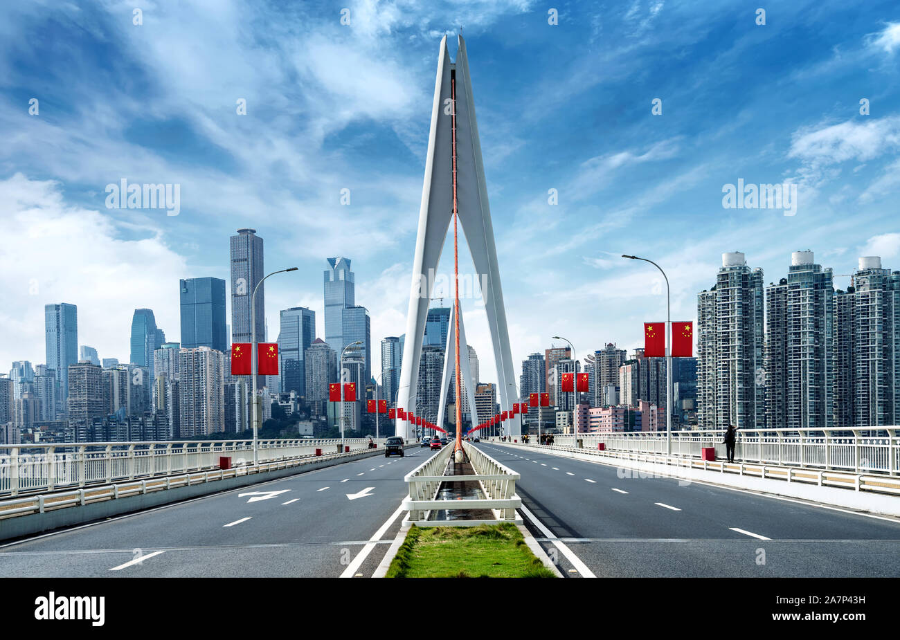 Modern bridges and high-rise buildings, Chongqing, China urban ...