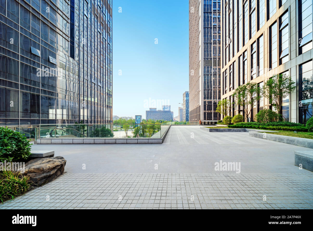 Square and modern architecture, Jinan city landscape in China Stock ...