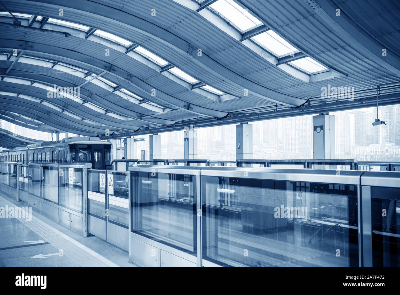 A light rail train, that is, a subway train,Chongqing, China Stock ...