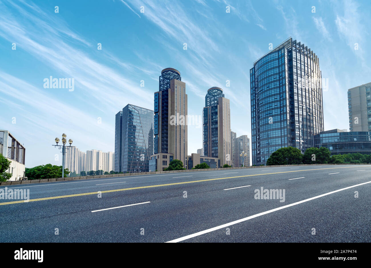 Clean highways and modern buildings, Shaoxing, Zhejiang, China Stock ...