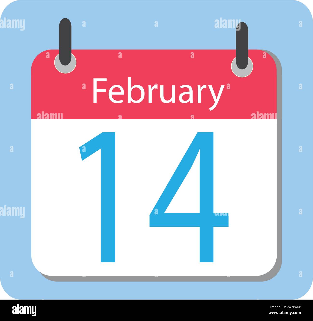 Valentines day flat calendar icon, February 14. Love Date Stock Vector ...
