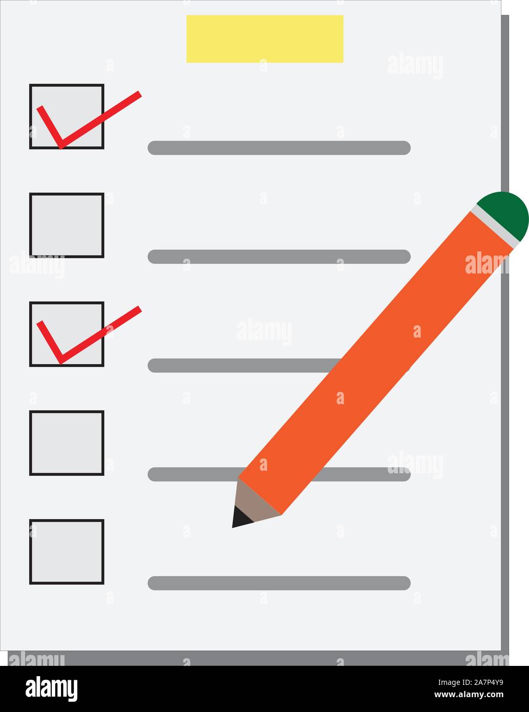 checklist and pen on white background. checklist and pencil. bill ...