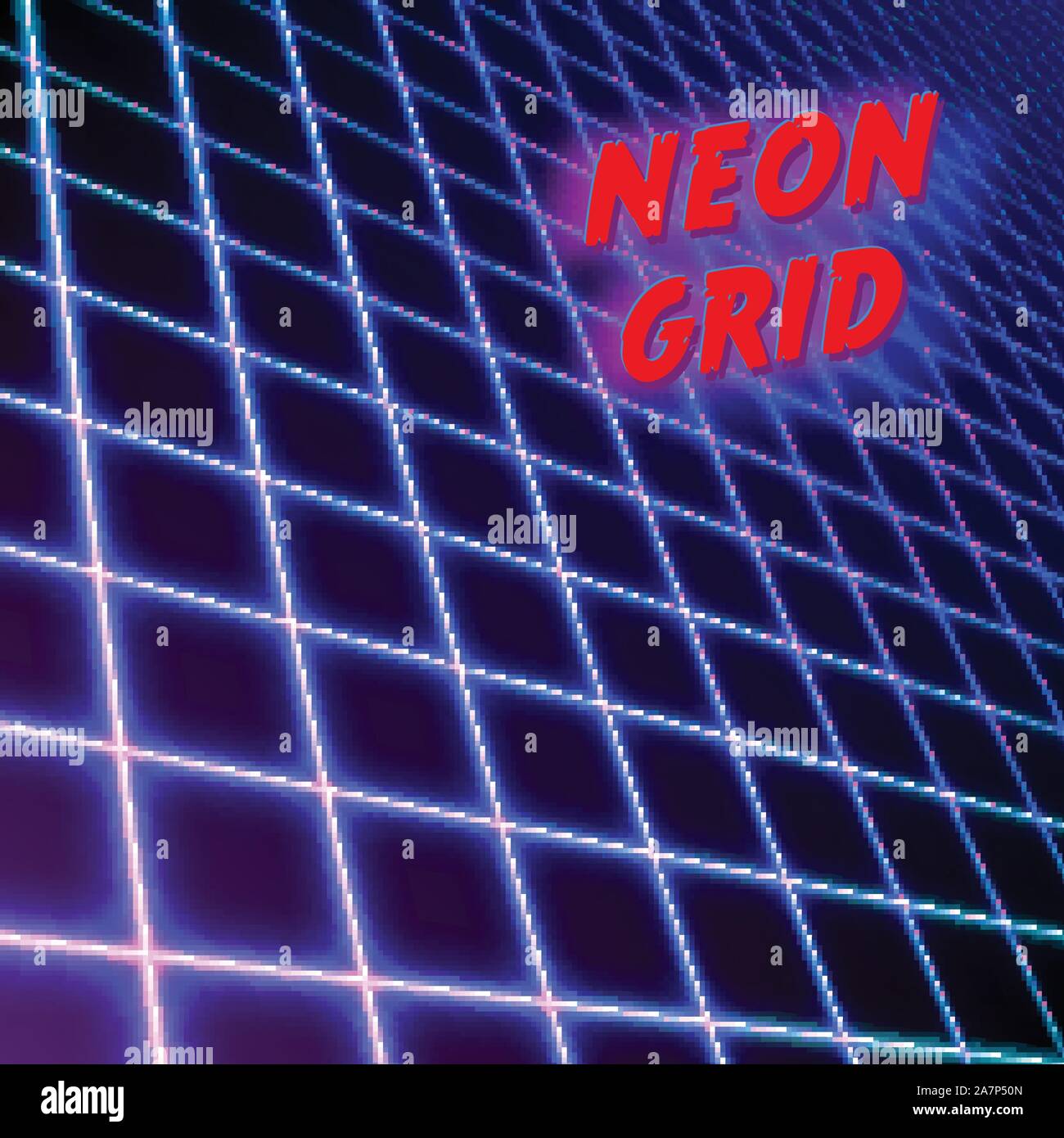 Bright neon grid lines glowing background with 80s style Stock Vector ...