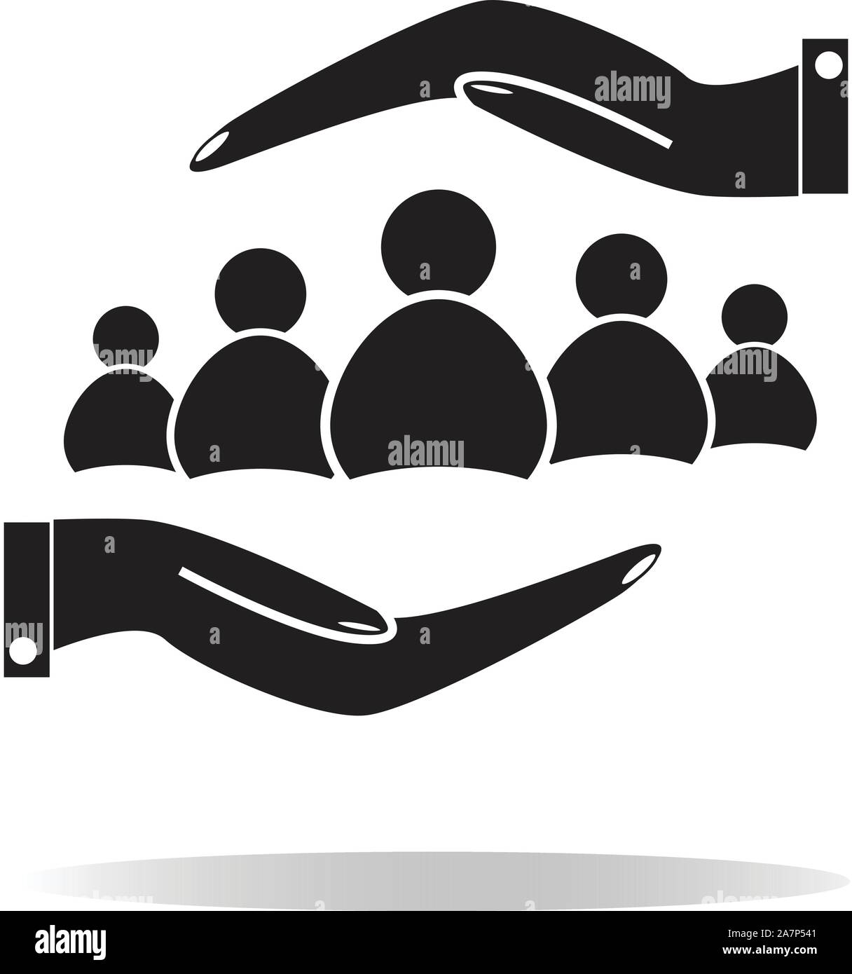 group of people and hands icon. group of people sign. flat style. group ...