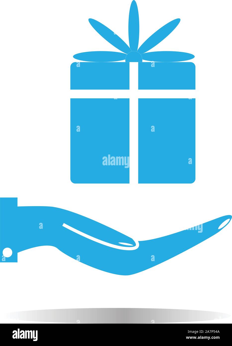 a gift in the hand icon. hand and gift sign. flat style. hand and gift ...