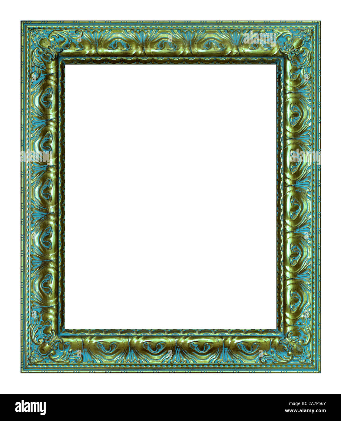 Antique Light green frame isolated on the white background vintage ...