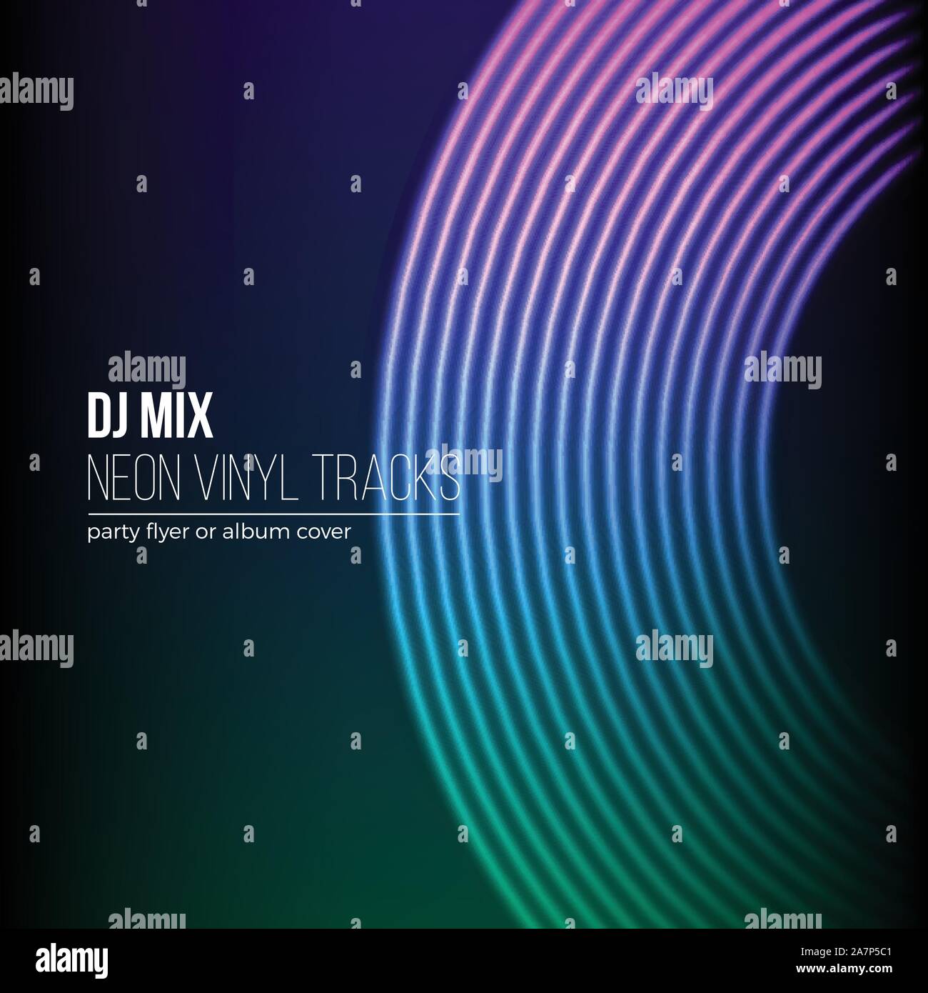 Vinyl grooves as neon lines background. With 80s vapor wave style for ...