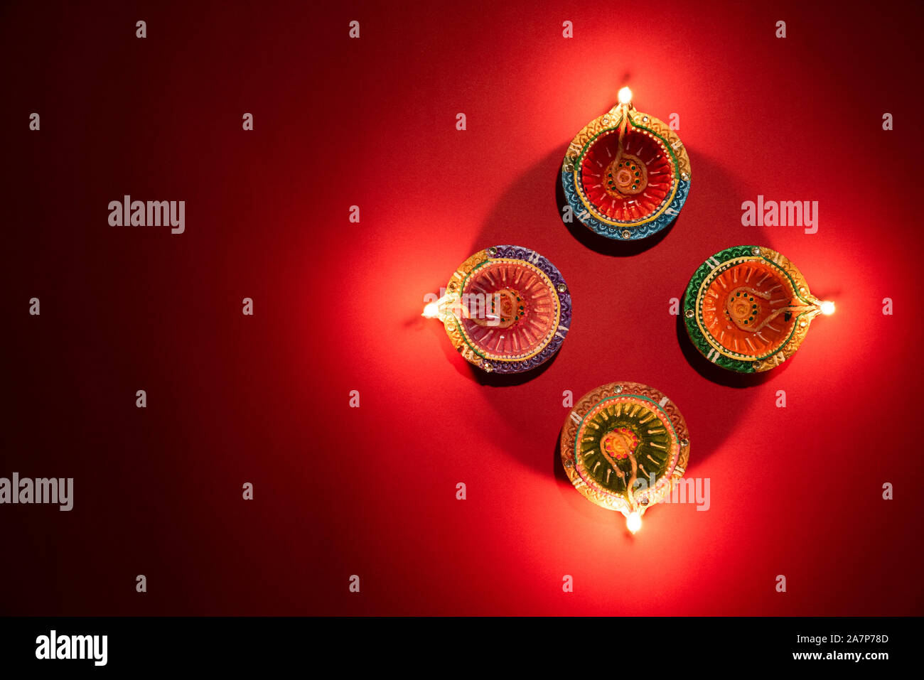 Happy Diwali - Clay Diya lamps lit during Dipavali, Hindu festival of ...