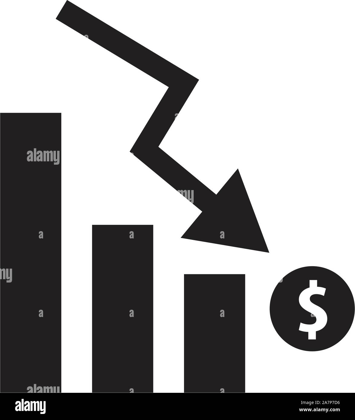 Chart with bars with bars declining. Chart icon. flat style. chart icon for your web site design ...