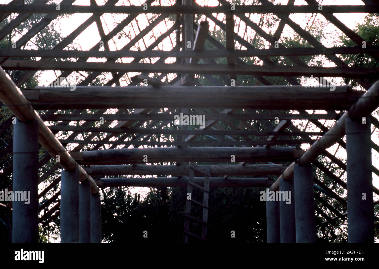 A modern Mnong (Pnong) house being constructed in a village in ...
