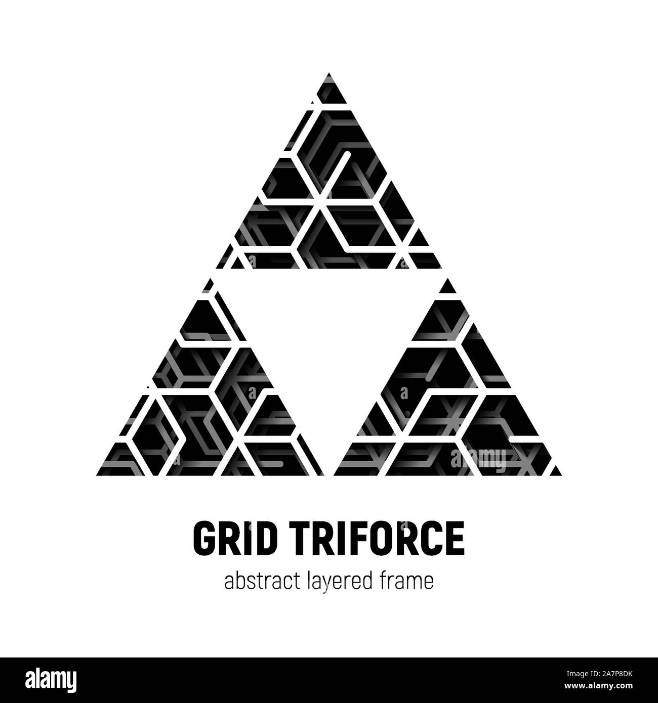 Abstract triangle shape with layered lines triangular grid and shadow ...