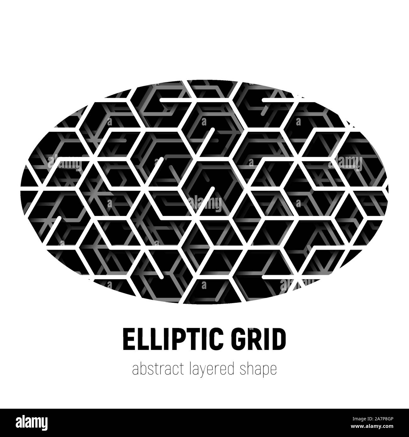 Abstract Ellipse Shape With Layered Lines Triangular Grid And Shadow Stock Vector Image And Art