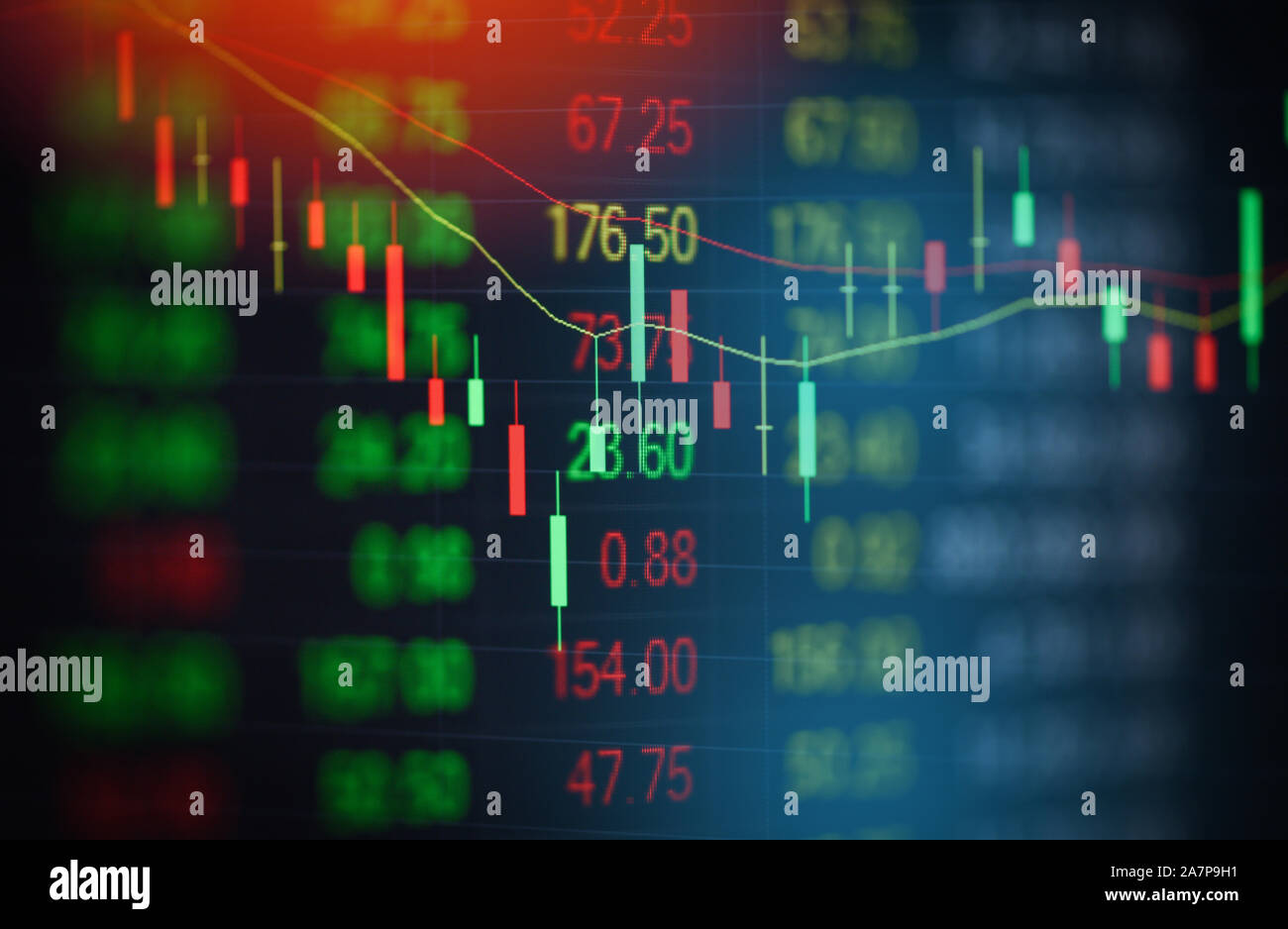 Stock market graph business / forex trading and candlestick analysis ...