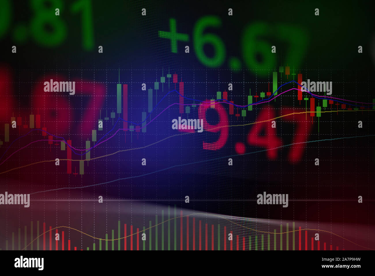 Stock market graph business / forex trading and candlestick analysis ...