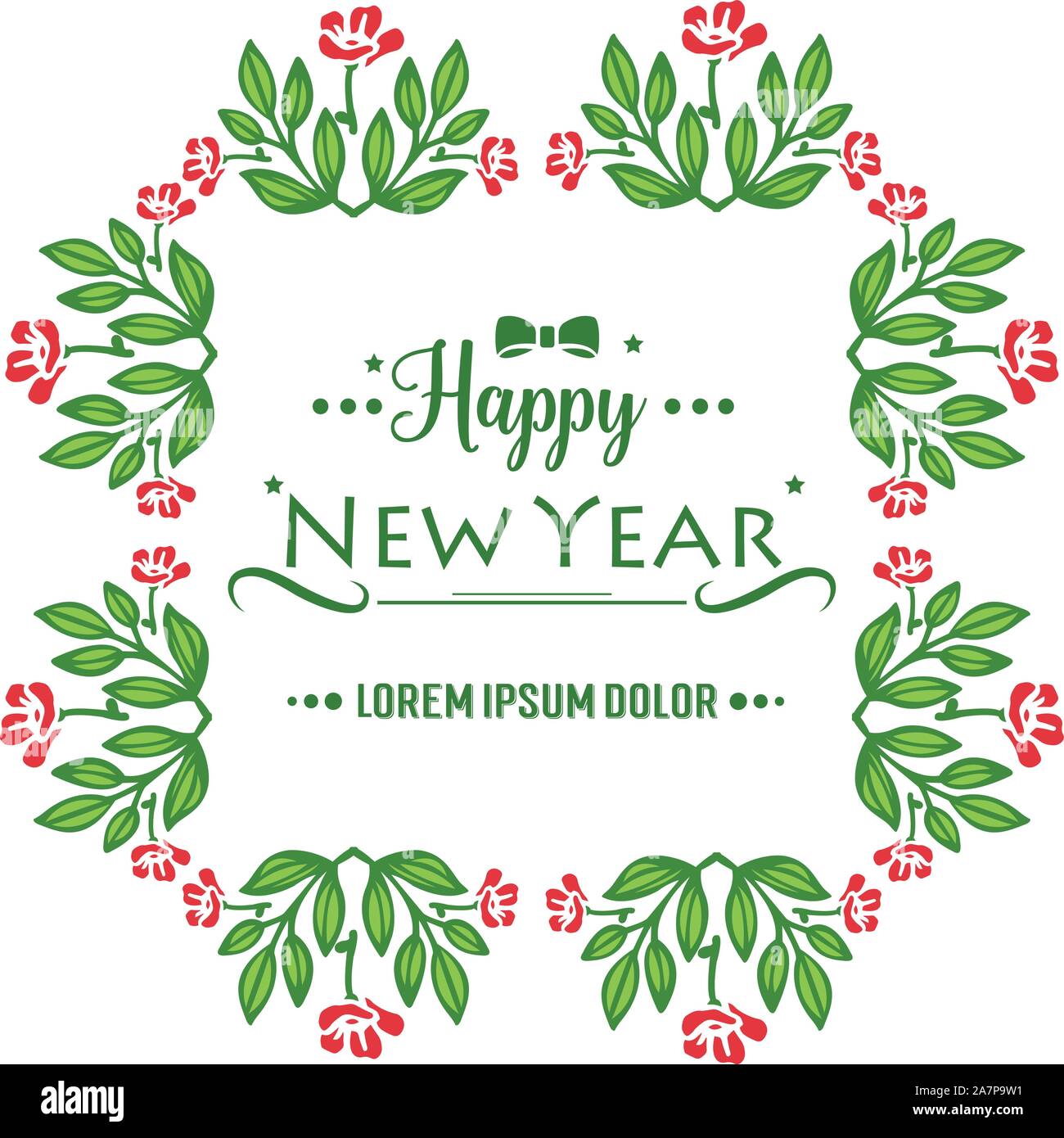Ornament text happy new year with style wallpaper red flower frame ...
