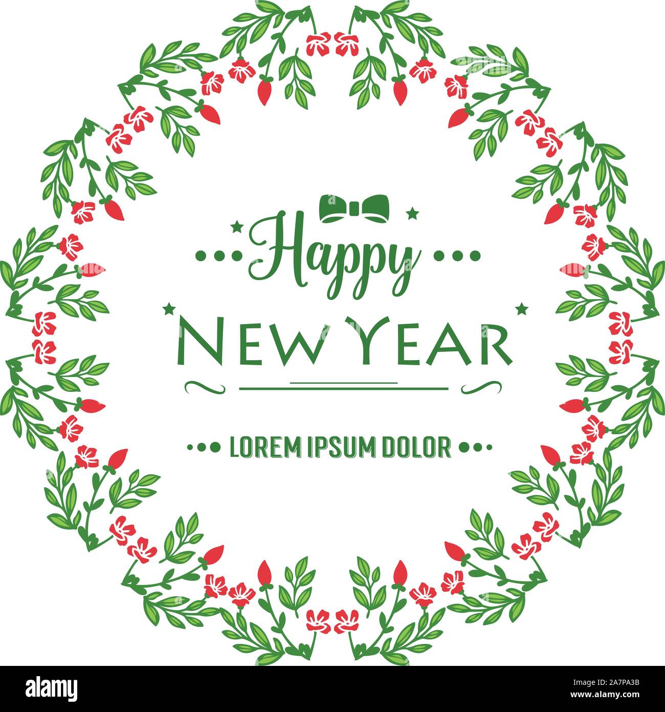 Ornament text happy new year with style wallpaper red flower frame ...
