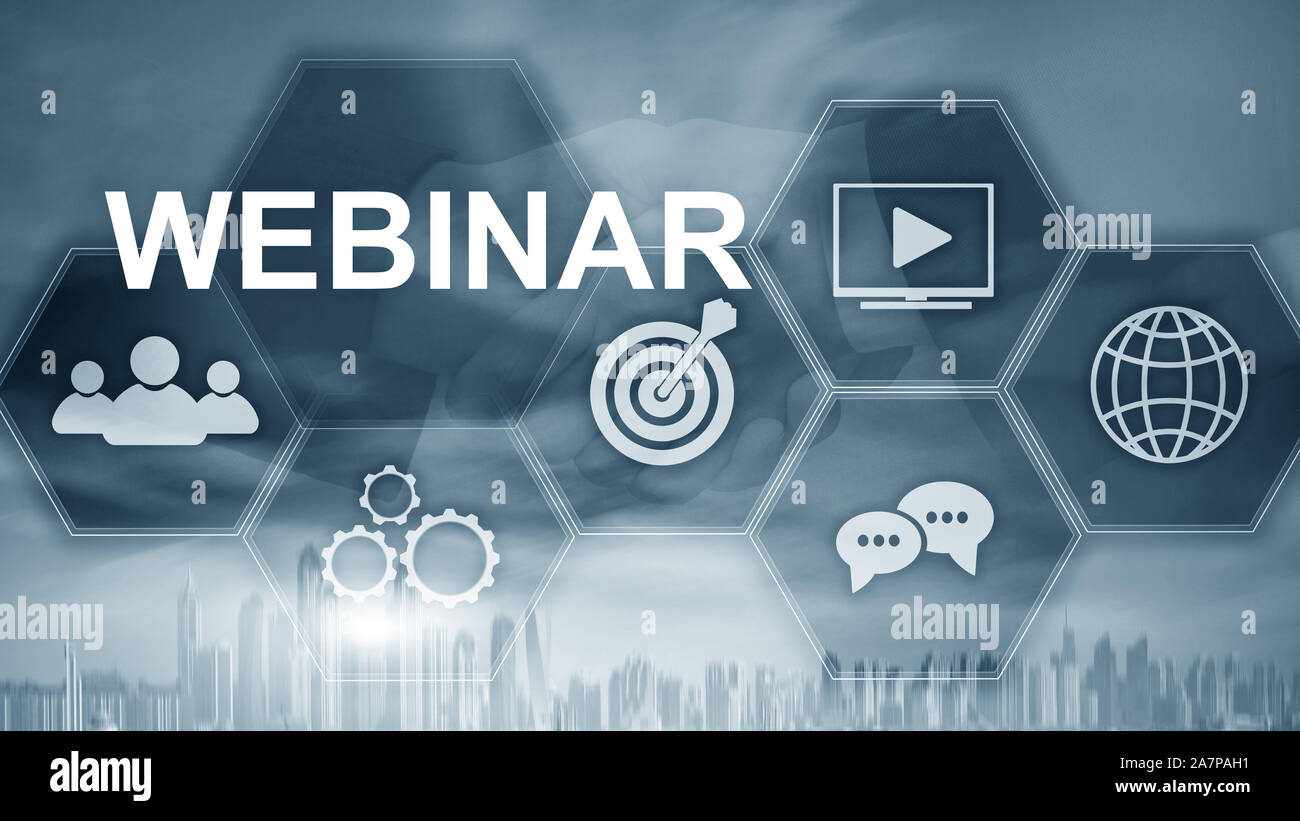 Webinar, Personal development and e-learning concept on blurred ...