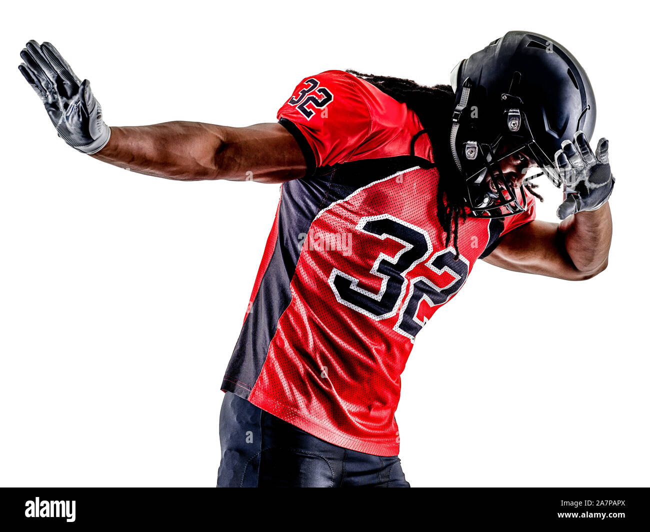 one american football player man isolated on white background Stock ...