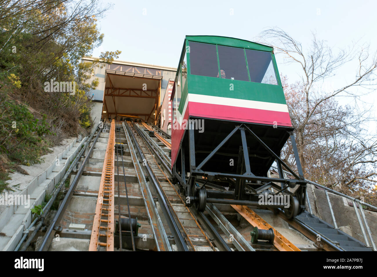 Valparaiso, Chile - August 09, 2019: Historical funicular view in ...