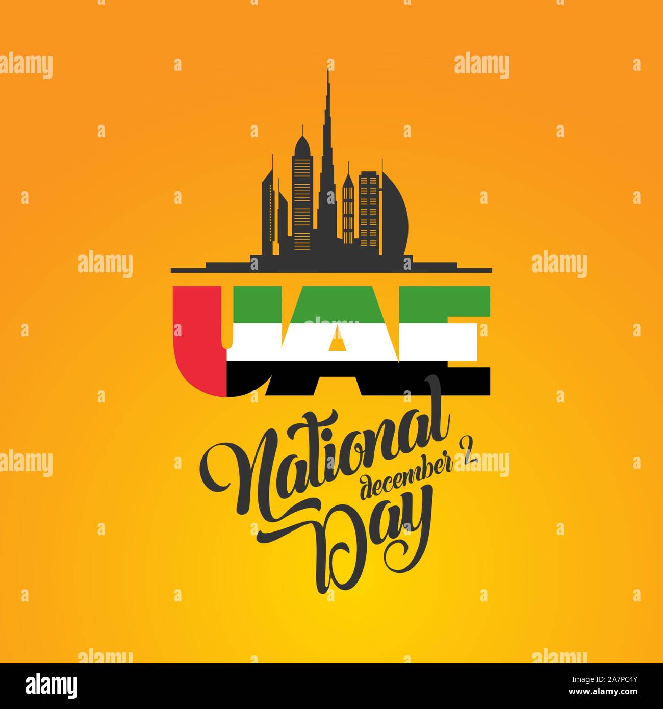 Happy National Day UAE. United Arab Emirates national day greeting card ...