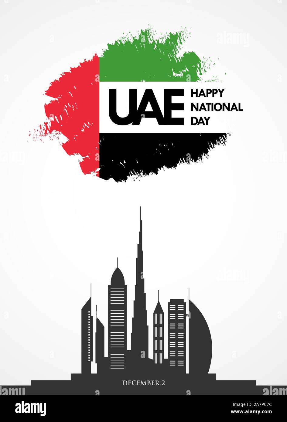 Happy National Day UAE. United Arab Emirates national day greeting card ...