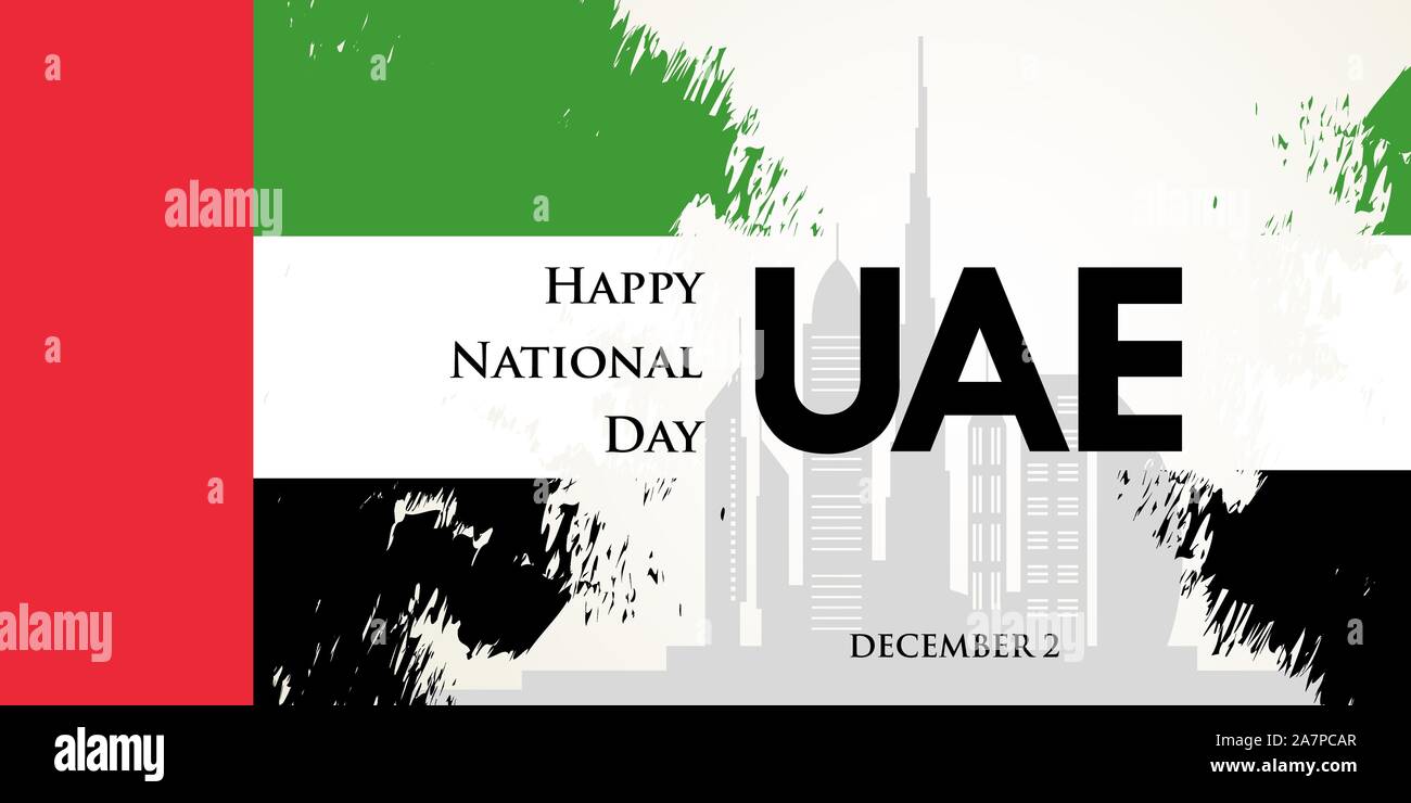 Happy National Day UAE. United Arab Emirates national day greeting card ...