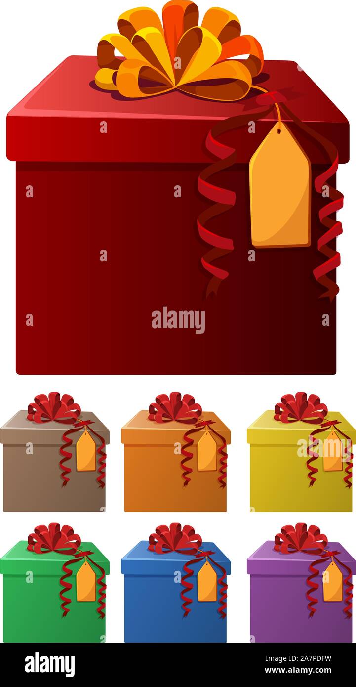Set of present boxes in different color illustration Stock Vector Image ...