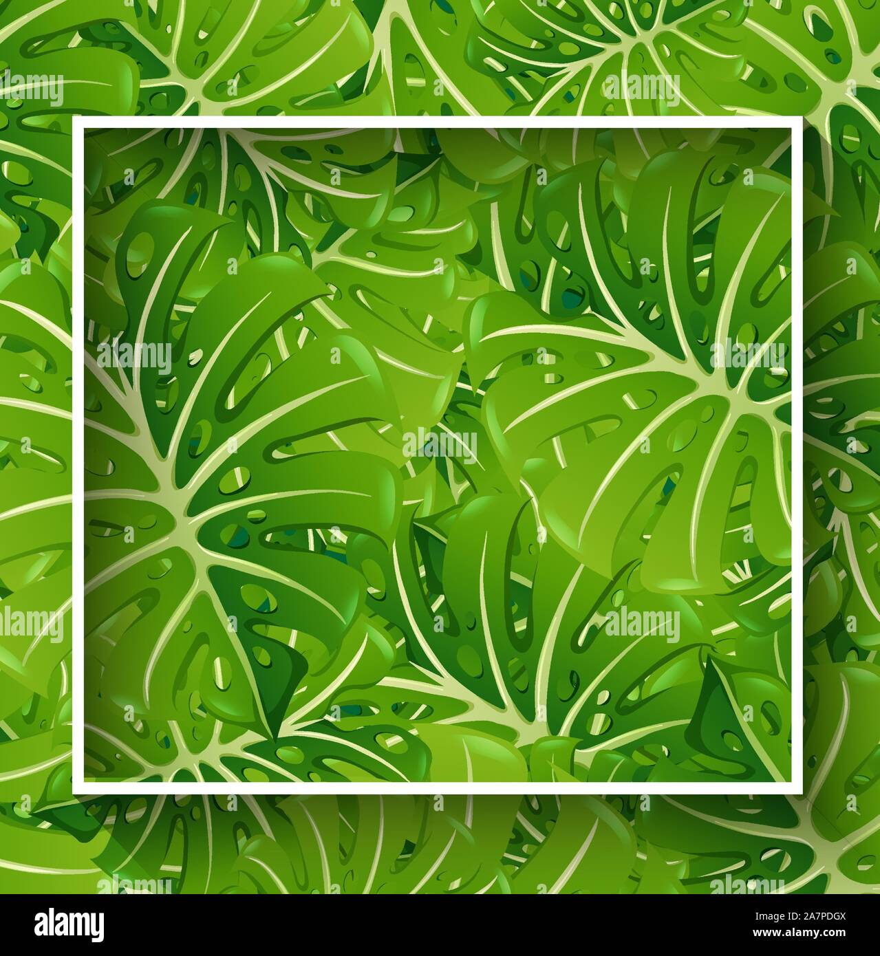 Border template with green leaves illustration Stock Vector Image & Art ...