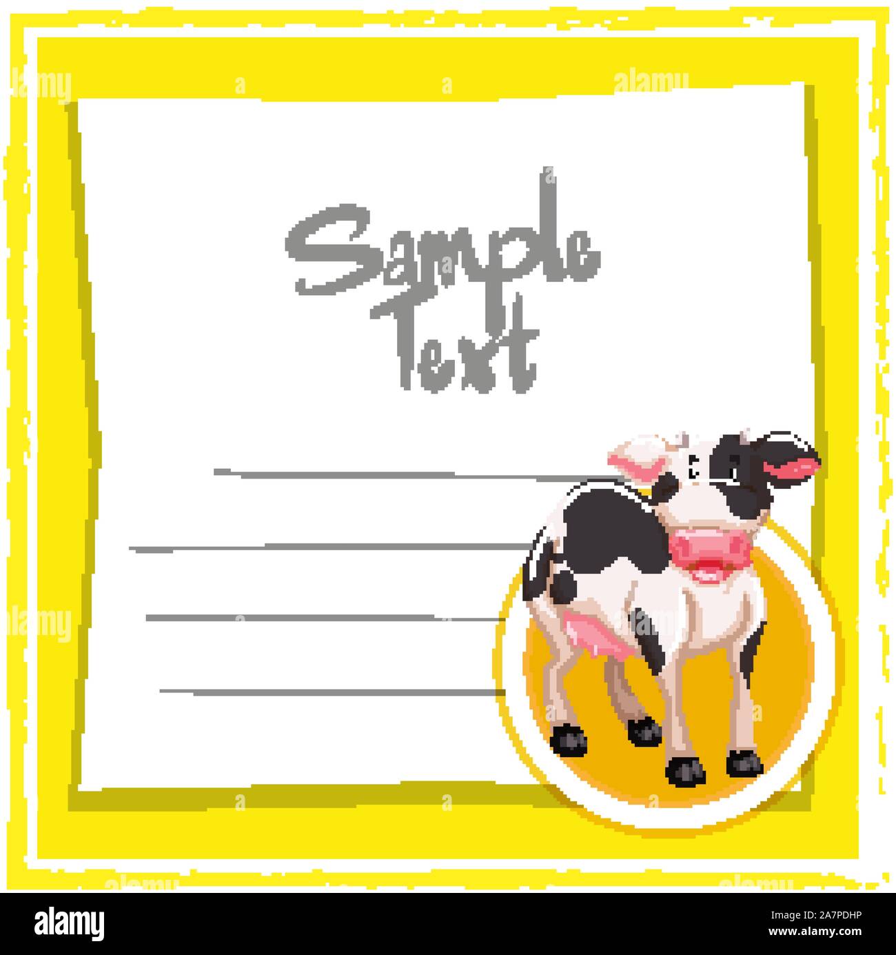 Card template with cute cow illustration Stock Vector Image & Art - Alamy