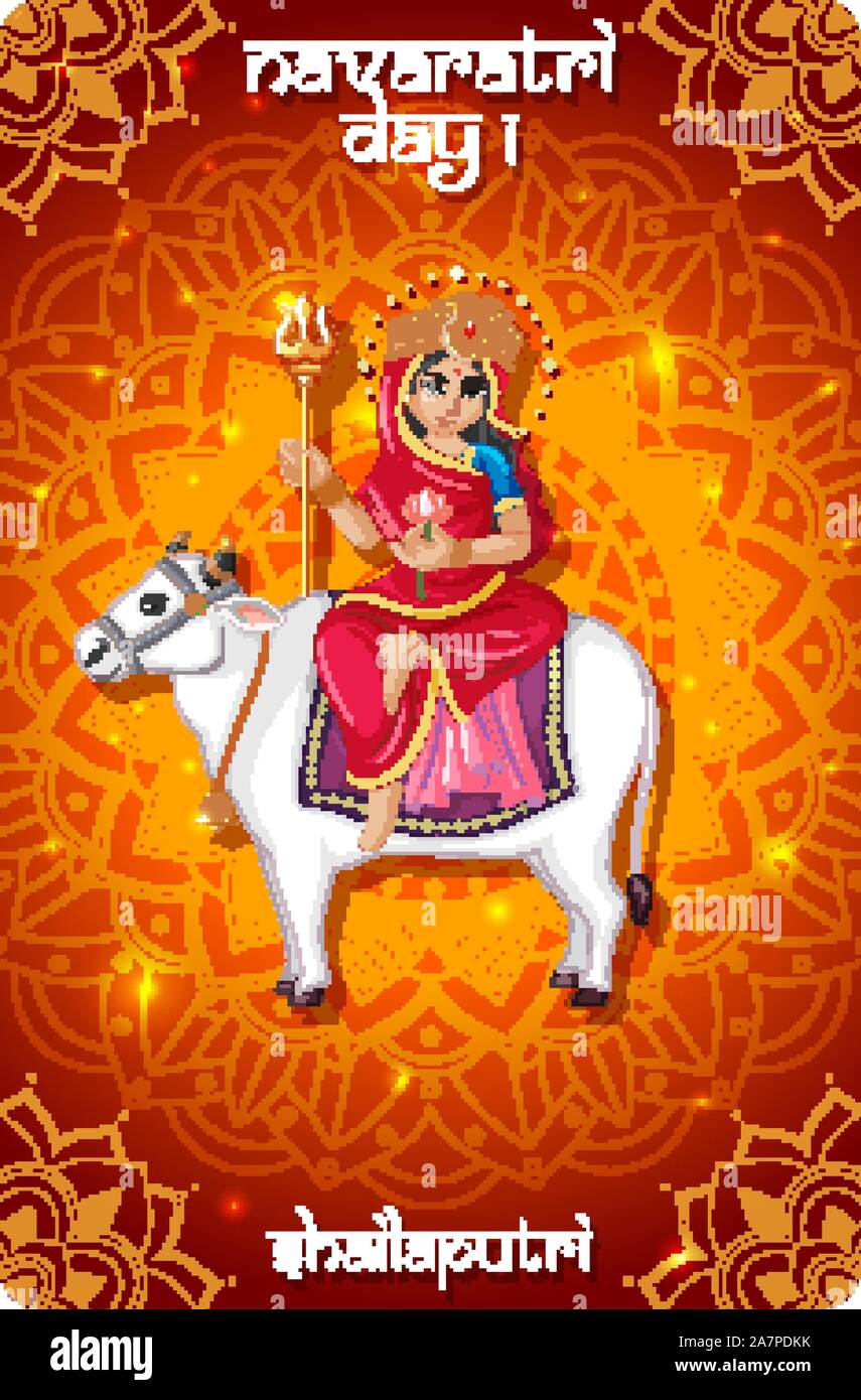 Navaratri poster design with goddess illustration Stock Vector Image ...