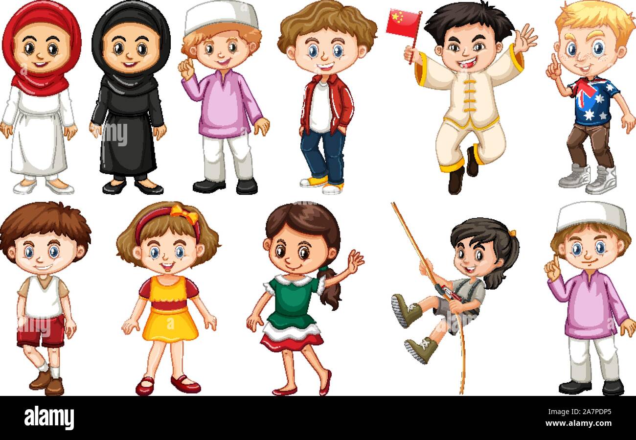 Set of children from different countries illustration Stock Vector ...
