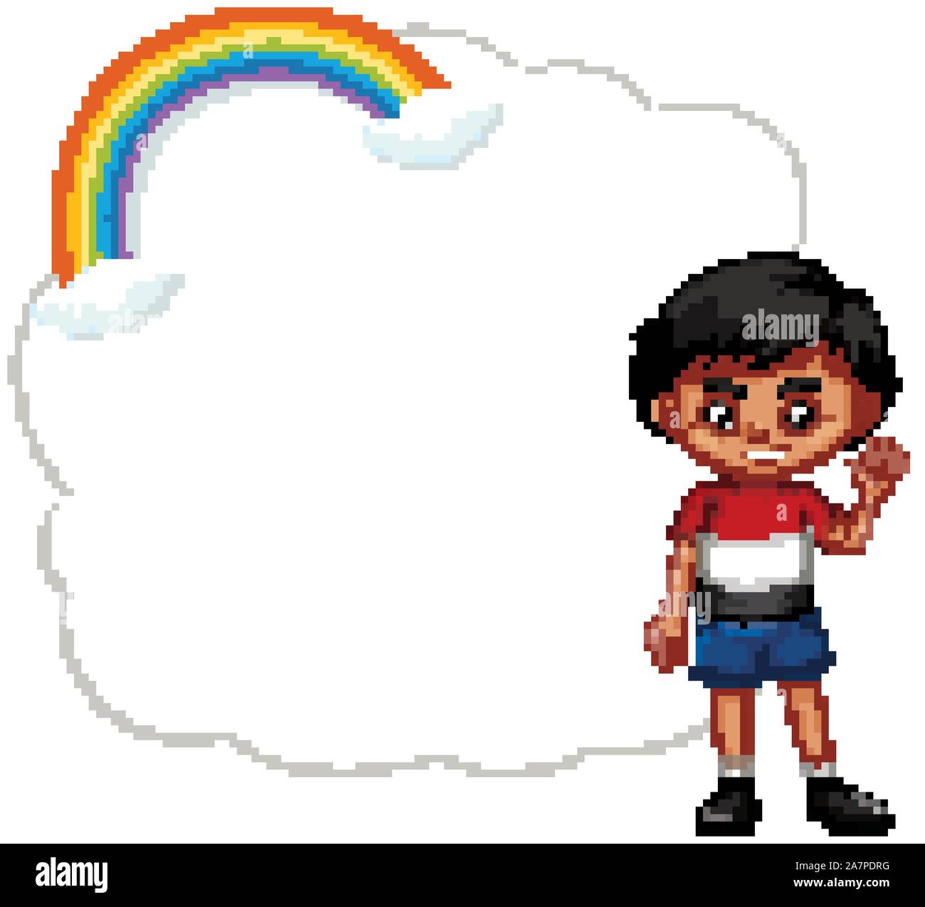 Happy boy and cloud frame template illustration Stock Vector Image ...