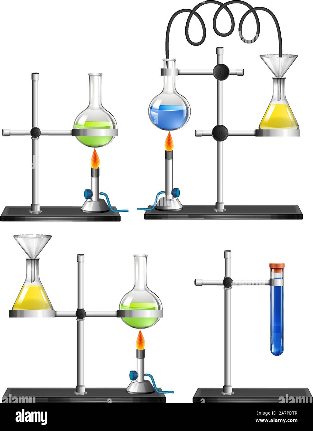 Set of science equipments on white background illustration Stock Vector ...