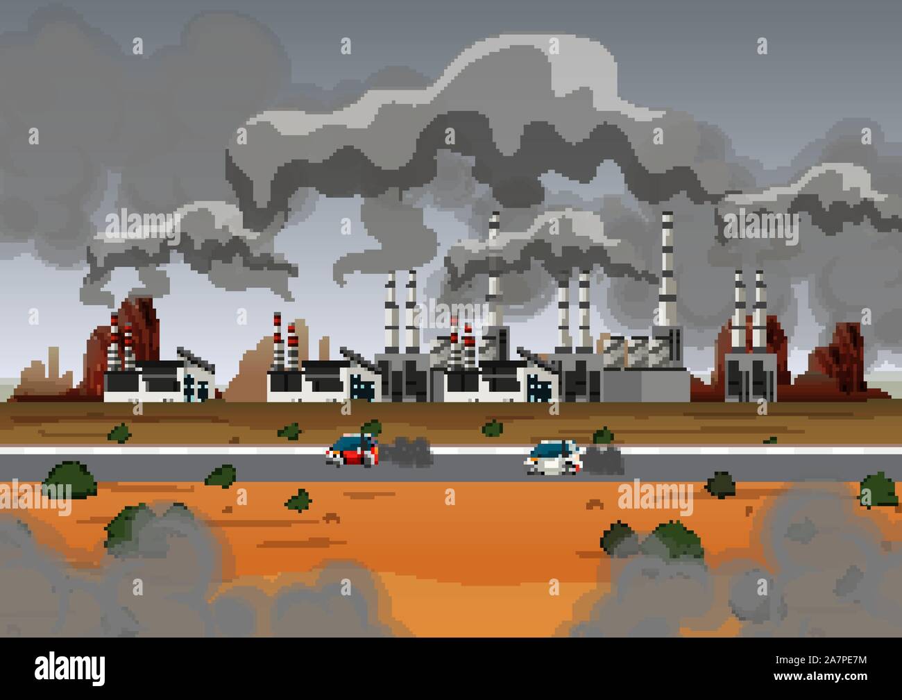 Air pollution cars road Stock Vector Images - Alamy