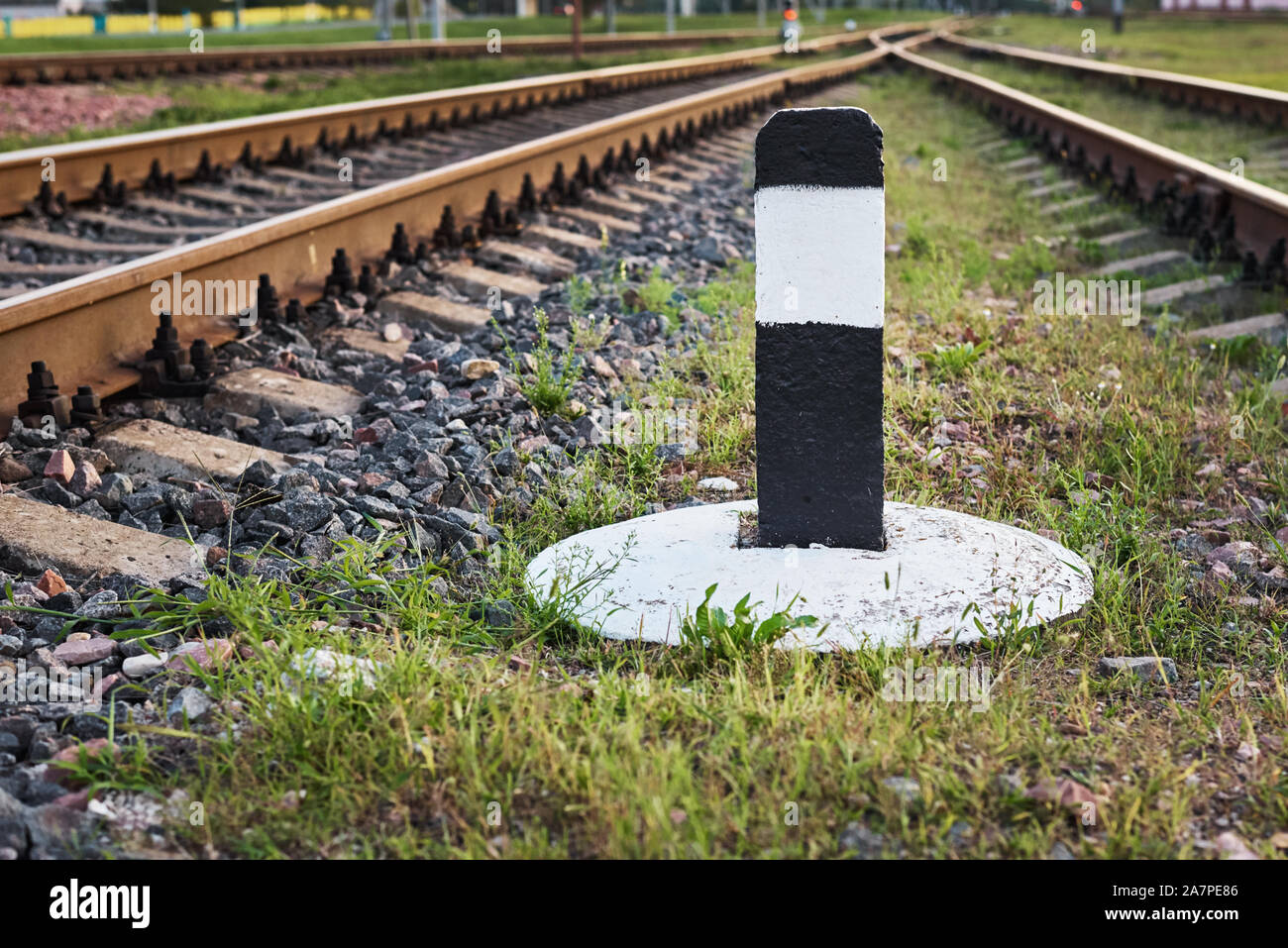 Close up of a railway limit bar Stock Photo - Alamy