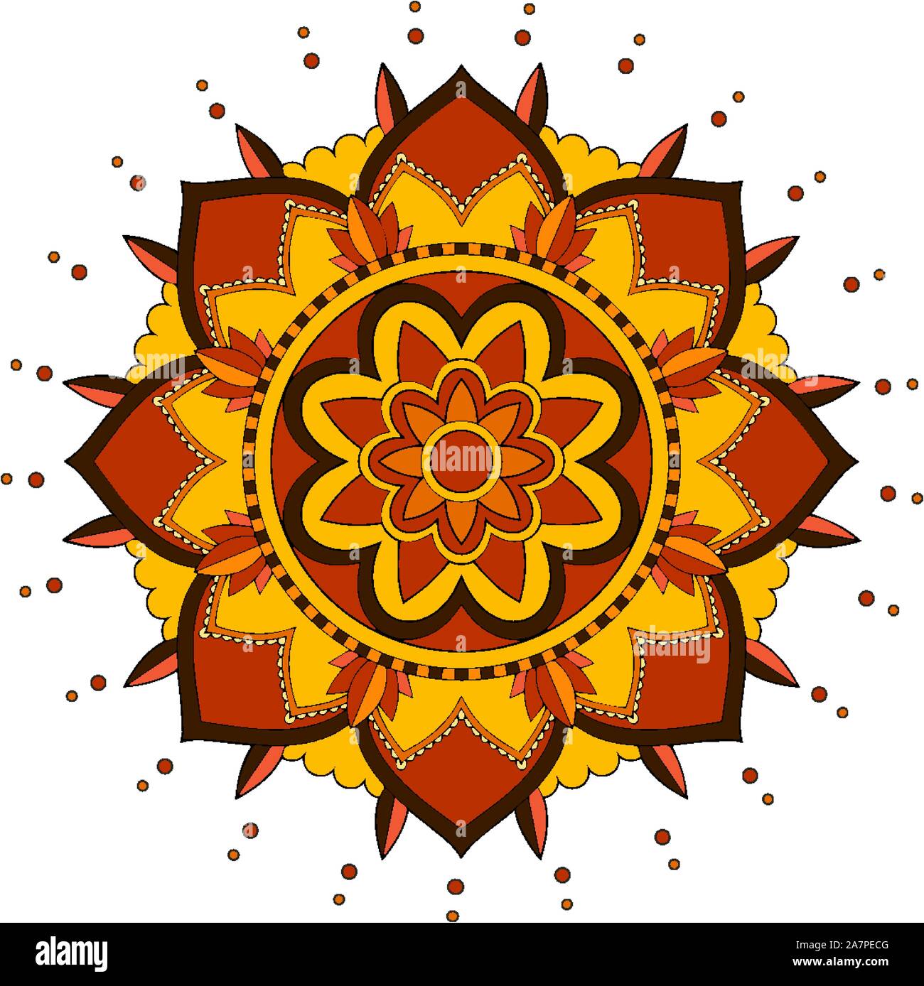 Mandala design in red and yellow color illustration Stock Vector Image ...