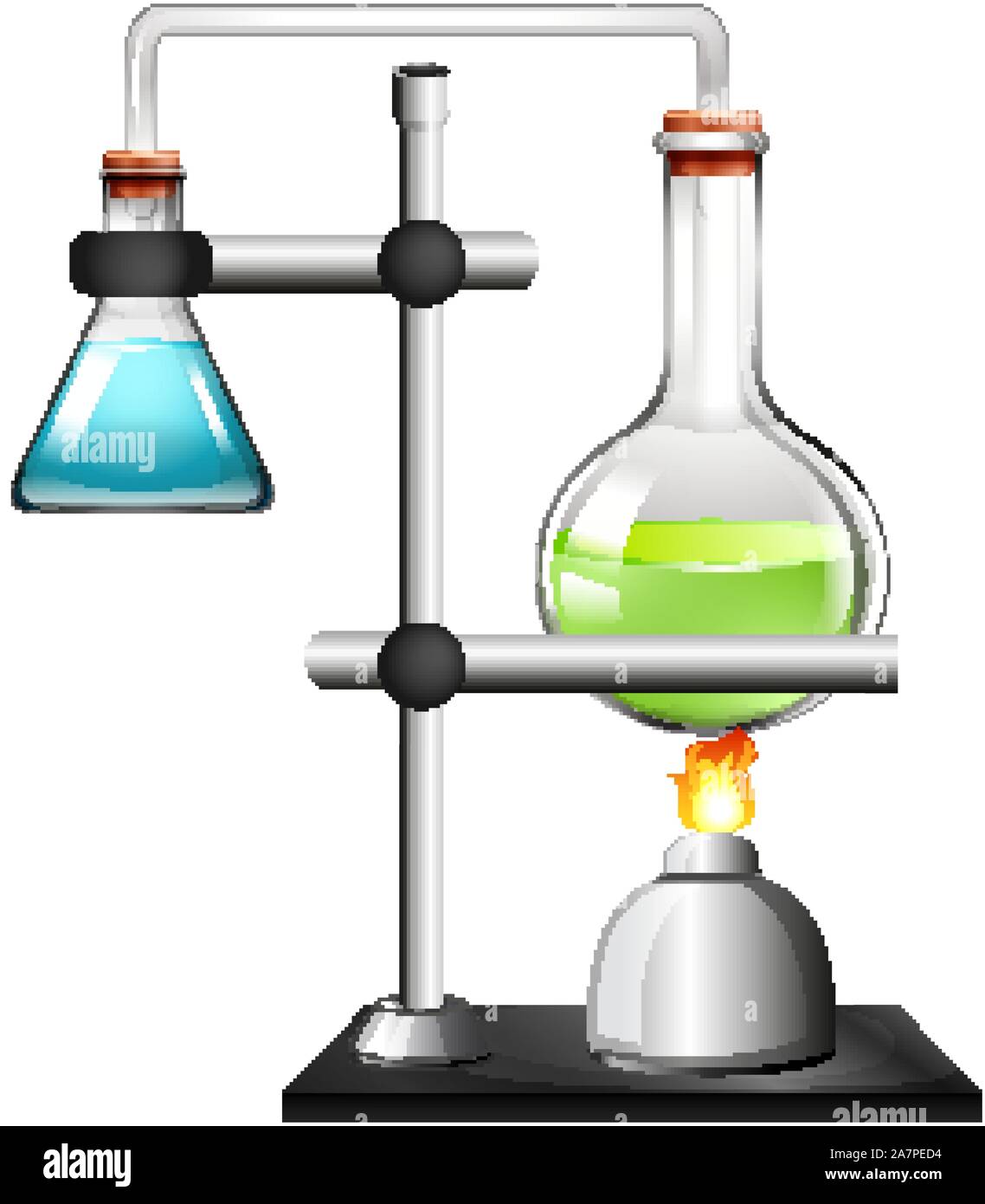 Two beakers with liquid on ring stand illustration Stock Vector Image ...